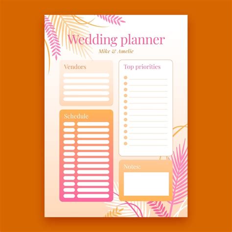 Free Vector Wedding Planner Template Design