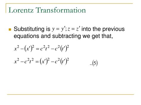Ppt Lorentz Transformation Powerpoint Presentation Free Download