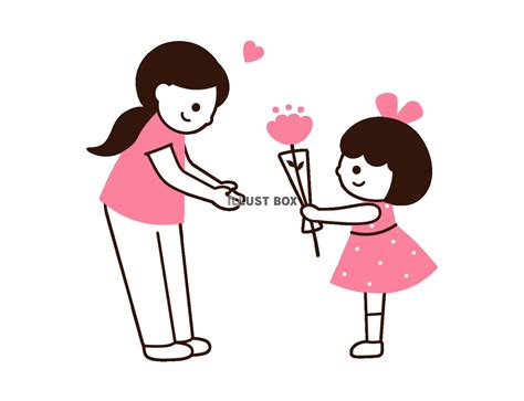 無料イラスト 母の日 親子 カーネーション
