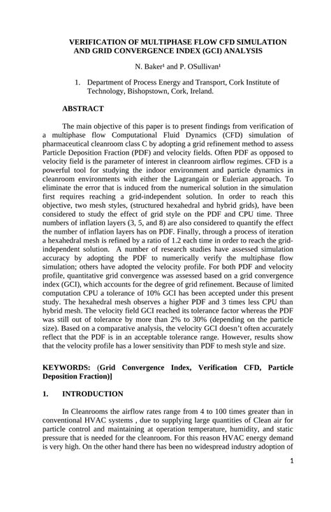 PDF VERIFICATION OF MULTIPHASE FLOW CFD SIMULATION AND GRID CONVERGENCE INDEX GCI ANALYSIS