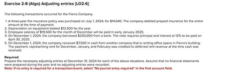 Exercise 2 4 Algo Journal Entries LO2 3 The Chegg