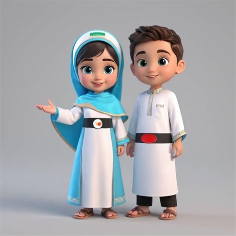 Premium Vector Boy And Girl In Kuwait Costume Vector