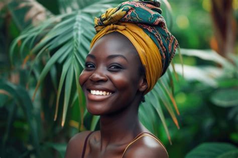 Premium Photo Attractive African Woman Radiates With Smile