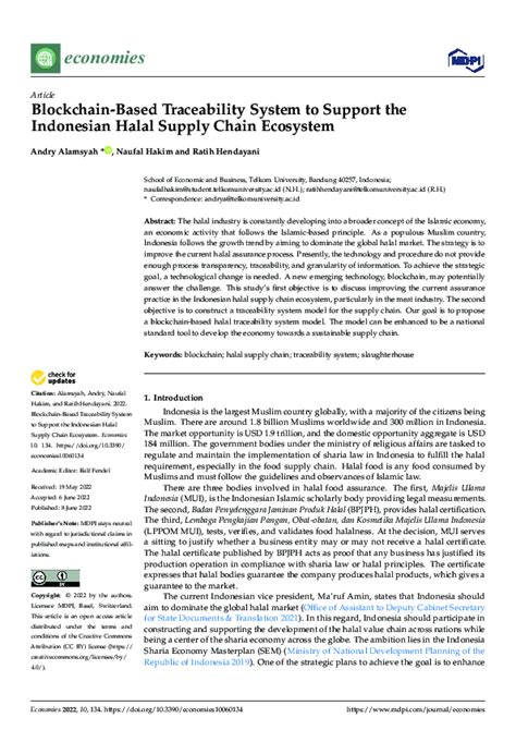 Pdf Blockchain Based Traceability System To Support The Indonesian Halal Supply Chain Ecosystem