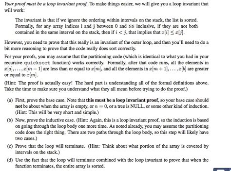 Your Proof Must Be A Loop Invariant Proof To Make Chegg Com