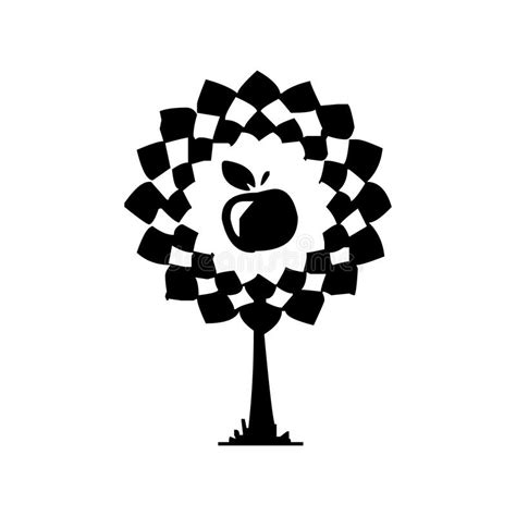 Tree With Crown Branches And Fruit Nature Decoration Decorative
