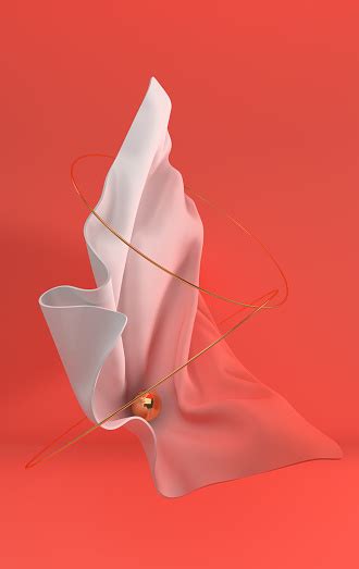 황금 반지와 구체 3d 렌더링 모션에 럭셔리 부드러운 섬유 직물 추상적인 현대 파스텔 컬러 3d 배경 0명에 대한 스톡 사진 및 기타 이미지 Istock