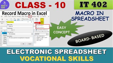 Macros In Spreadsheets Electronic Spreadsheet Advanced Vocational