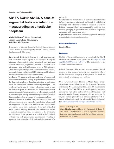Pdf Ab157 Soh21as133 A Case Of Segmental Testicular Infarction