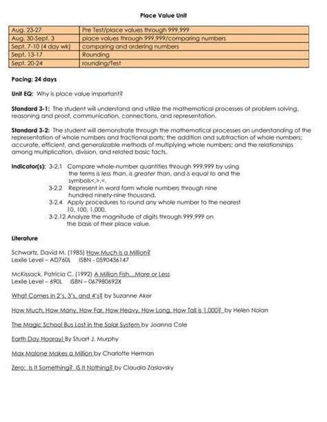 Place Value Unit Doc