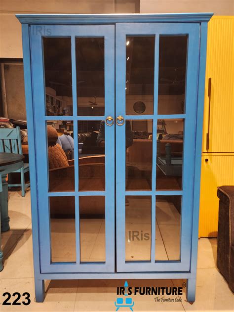 Brand New Vintage Glass Display Cabinet With Glass Doors Double Door