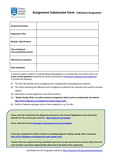 Assignment Cover Sheet Assignment Submission Form Individual