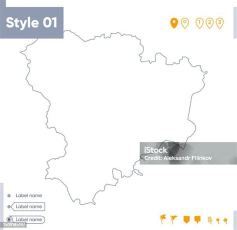 Région De Volgograd Russie Carte Des Traits Isolée Sur Fond Blanc Plan