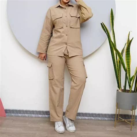 خرید و قیمت ست مانتو و شلوار کارگو کتان کش از غرفه پریدخت شاپ