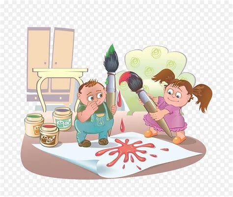 卡通小孩房间里画画PNG图片素材下载 图片编号qxjjnrpv 免抠素材网