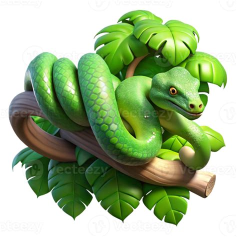 Impressive Contemporary A Slithering Green Tree Python Wrapped Around A