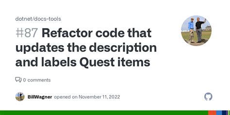 Refactor Code That Updates The Description And Labels Quest Items · Issue 87 · Dotnetdocs