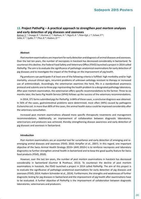 Pdf Project Pathopig—a Practical Approach To Strengthen Post Mortem Analyses And Early