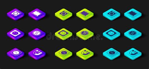 Set Ac Voltage Source Magnet Electrical Outlet No Lightning Laptop And Washer Icon Vector