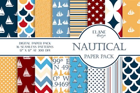 Nautical Digital Paper Pack By ElaneDesign TheHungryJPEG