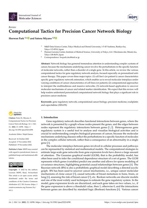 Pdf Computational Tactics For Precision Cancer Network Biology