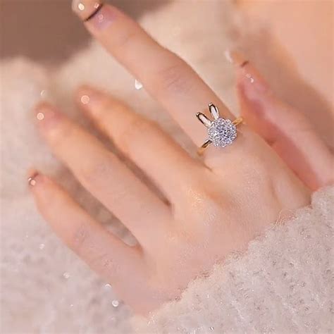 Cute Rotatable Rabbit Ring Rabbit Ring Rings Gold Rings
