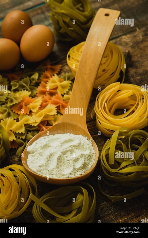 Different Types Of Colored Pasta With Various Shapes Stock Photo Alamy