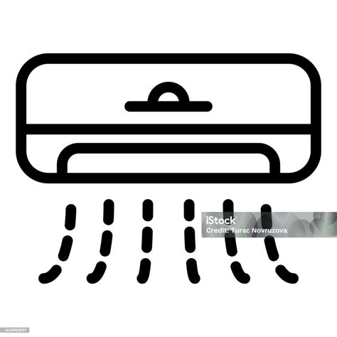 에어컨 라인 아이콘입니다 온도 조절 기능 기호가 있는 냉각 장치 흰색 배경에 윤곽선 스타일 픽토그램 가정용 간판 모바일 개념 웹