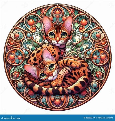 Brother And Sister Bengal Kitten Stock Illustration Illustration Of