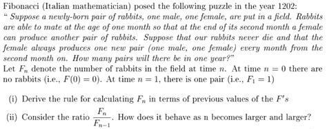 Solved Fibonacci Italian Mathematician Posed The Following
