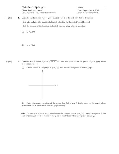 Quiz2 Quiz Calculus I Quiz 2 Name Closed Book And Notes Date
