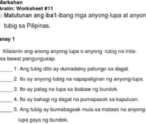 Markahan Aralin Worksheet 11 Matutunan Ang StudyX
