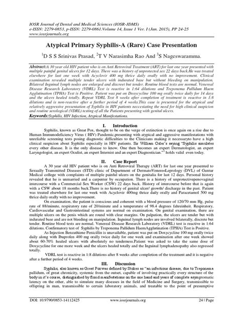 Pdf Atypical Primary Syphilis A Rare Case Presentation Dokumen Tips
