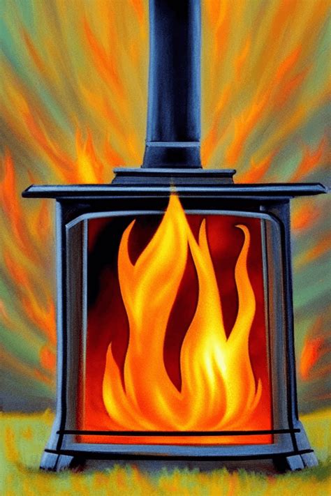 Flaming Stove Whimsical Fire Artwork Country · Creative Fabrica