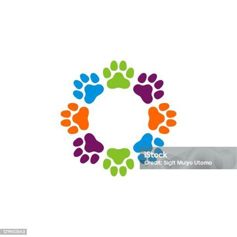 화려한 발 인쇄 장식 로고 템플릿 일러스트 디자인 벡터 Eps 10 로고에 대한 스톡 벡터 아트 및 기타 이미지 로고 수의사 발톱 달린 발 Istock