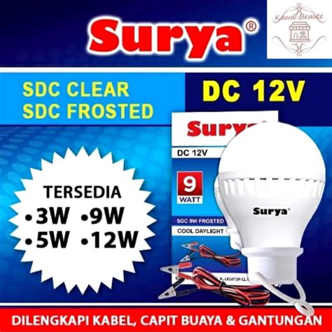 Jual Lampu LED DC 12V 3 5 9 12W SURYA LED AKI Accu LED Jepit FROSTED CLEAR Shopee Indonesia