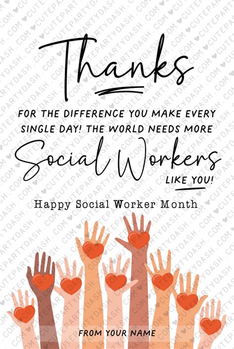 Social Workers Month T Tags Printable Instant Download Cute Party