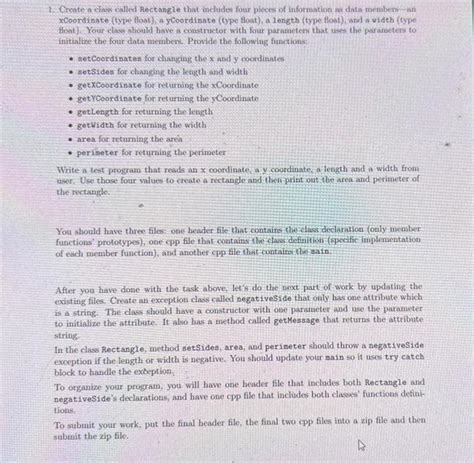 Solved 1 Create A Class Called Rectangle That Incudes Four