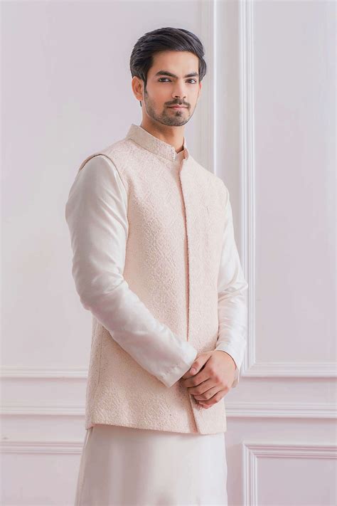 Powder Pink Nehru Jacket With Kurta And Churidaar Nehru Jacket For