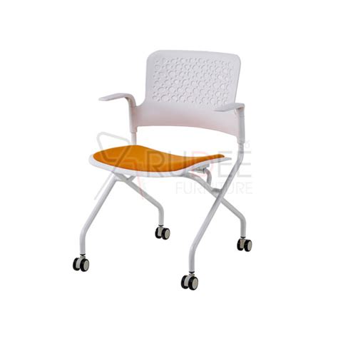 เก้าอี้เลคเชอร์ แผ่นรองเขียนพับเก็บได้ เก้าอี้เทรนนิ่ง มีล้อเลื่อน พับเก็บได้