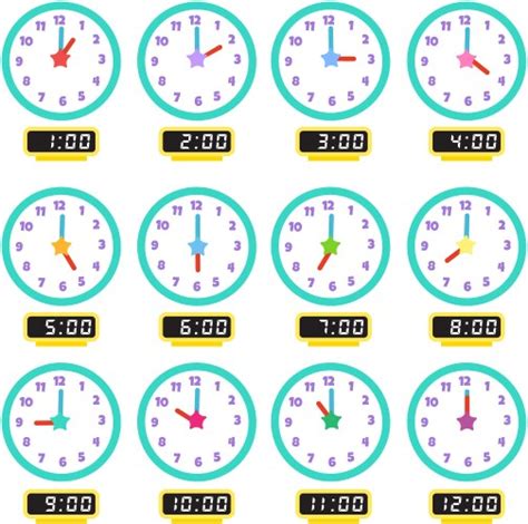 Clock Every Hour Vector Images Over 250