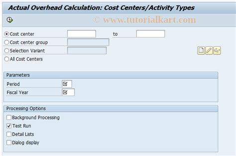 Ksi4 Sap Tcode Actual Overhead Cost Centers