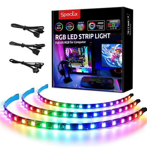 Speclux Addressable RGB PC LED Strip Lights With 5V 3Pin RGB Header