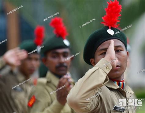 The Ncc Cadets National Cadets Corps Perform Drills During A Combined