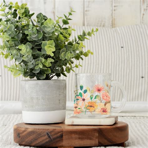 Floral Coffee Cup Floral Mug Floral Clear Glass Coffee Cup Floral Glass Mug With Handle