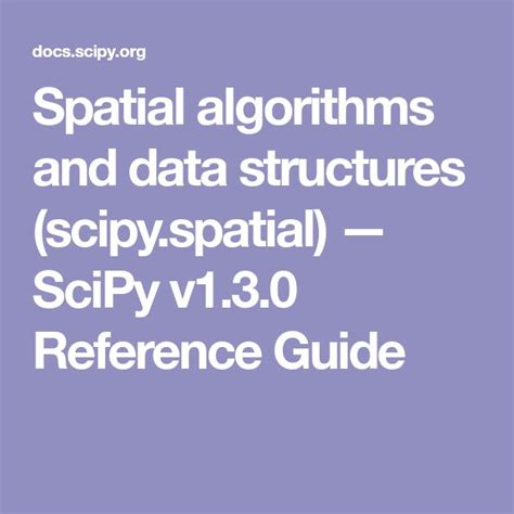 Spatial Algorithms And Data Structures Scipy Spatial SciPy V1 3 0