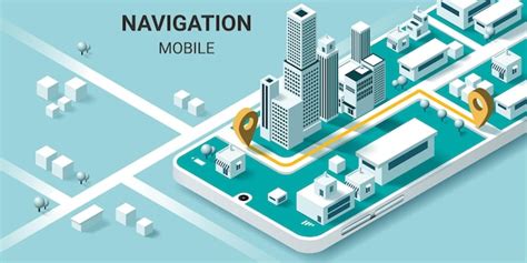Cartes Et Navigation En Ligne Sur Lapplication Mobile Plan Isométrique