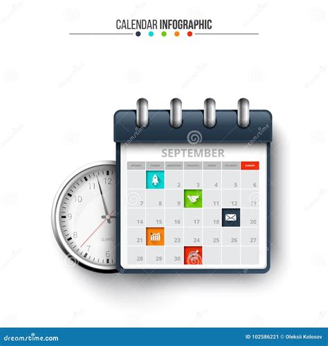 Horloge De Vecteur Avec Le Calendrier Pour Infographic Calibre Pour Le