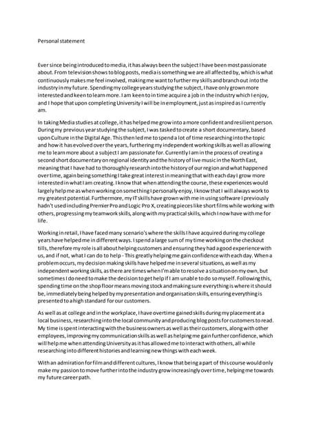 Personal Statement Draft 2 Pdf