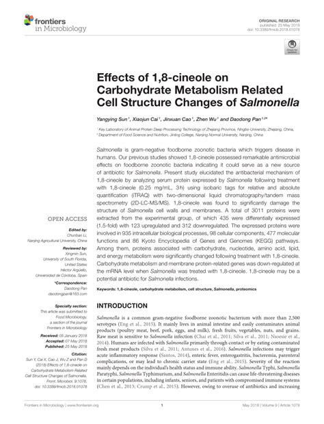 Pdf Effects Of 18 Cineole On Carbohydrate Metabolism Related Cell